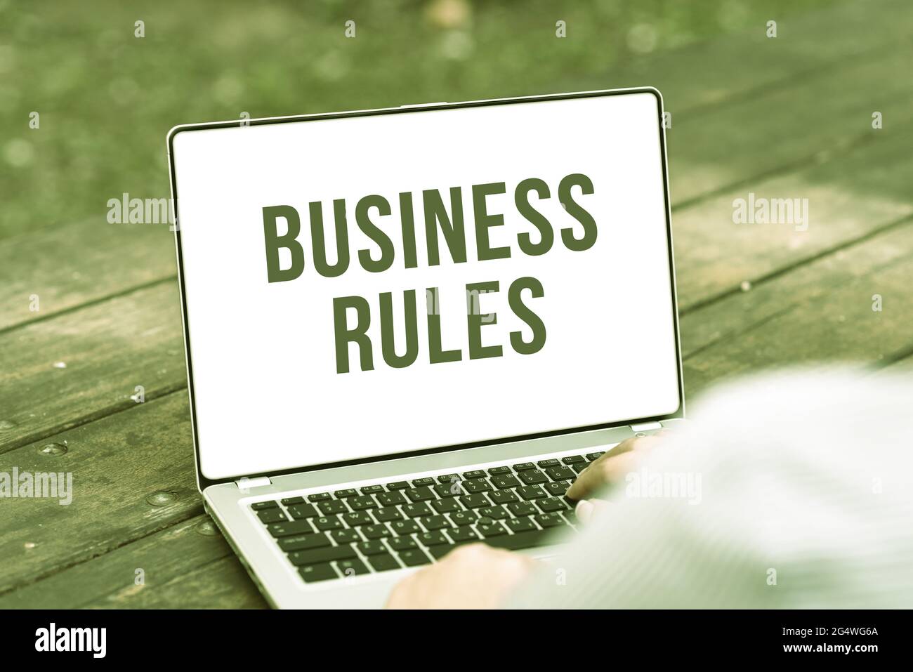 Inspiration showing sign Business Rules. Word Written on the principles ...