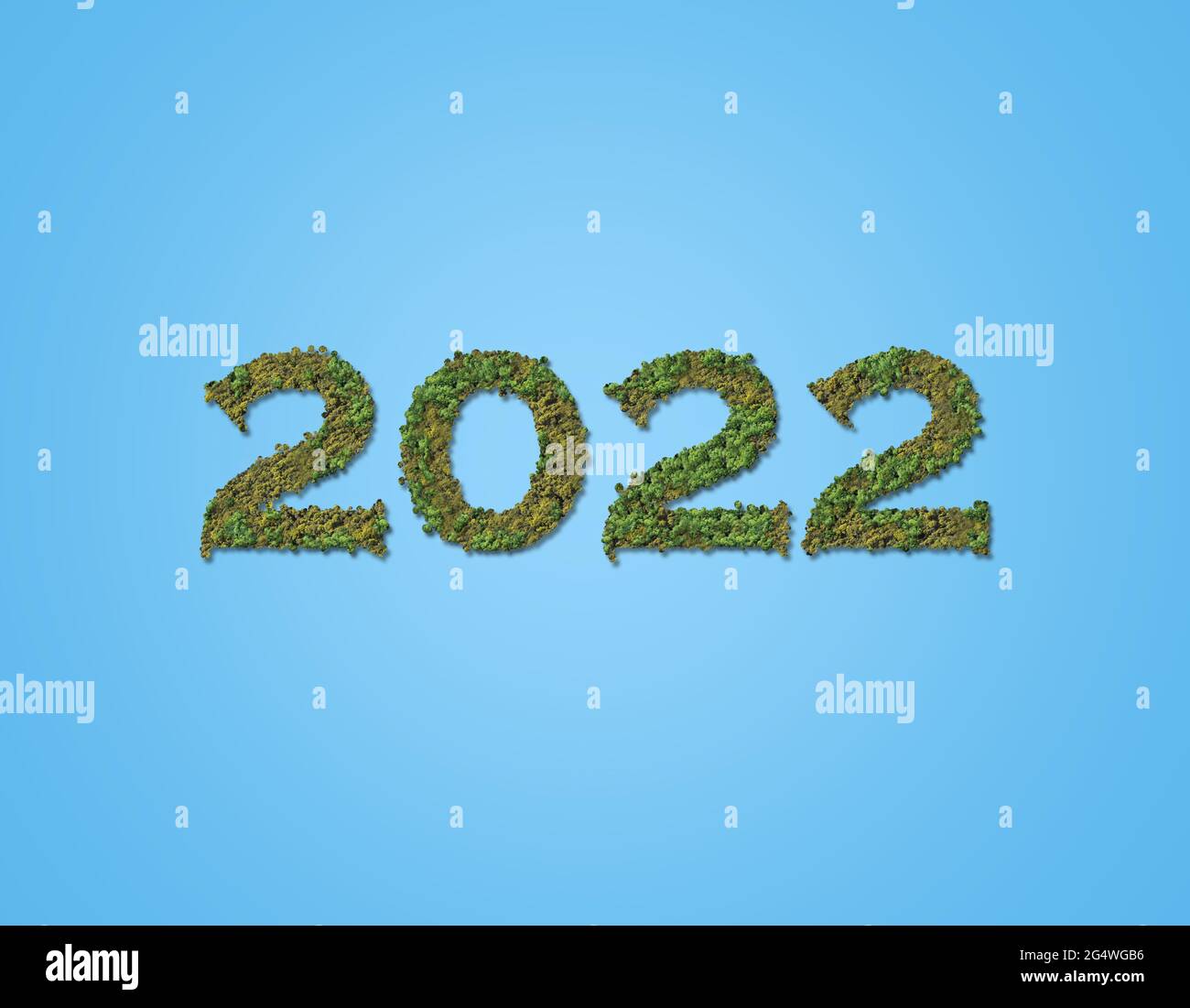 Happy New Year 2022 Concept. 3D Forest or tree shape isolated on 2022 ...