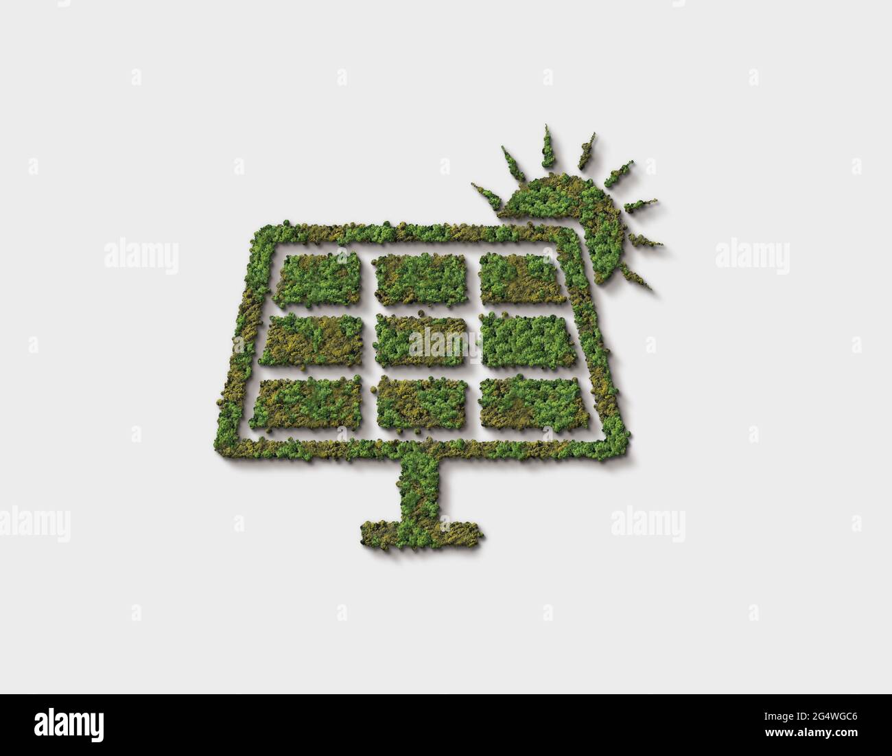 Green Eco Energy Concept. 3D Solar Panel with the rays of the sun ...