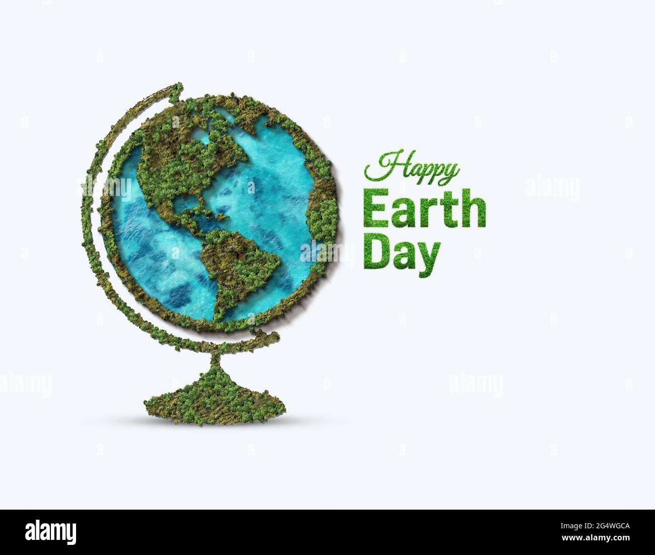 Happy Earth day concept. 3D world design eco-friendly. Earth map shapes ...