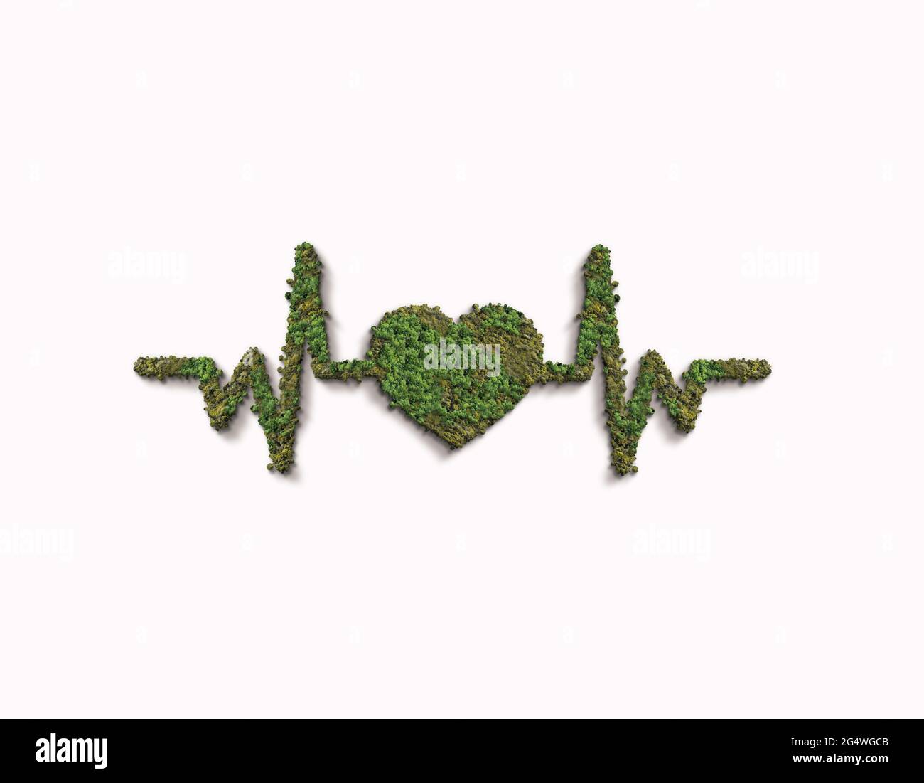 3D Green Heartbeat symbol. Symbolic green heart pulse illustration on ...