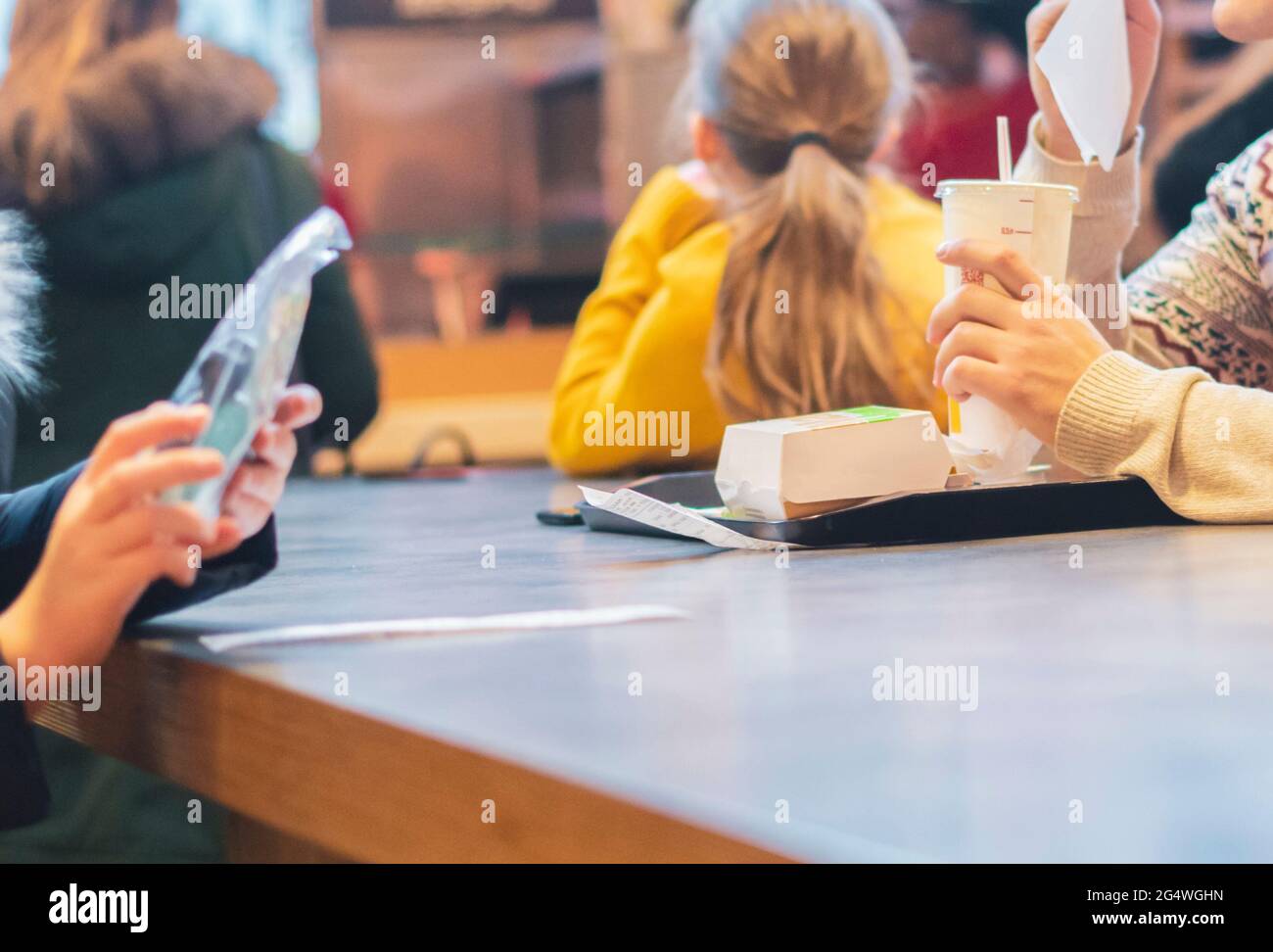 people in public or fast food restaurant Stock Photo - Alamy