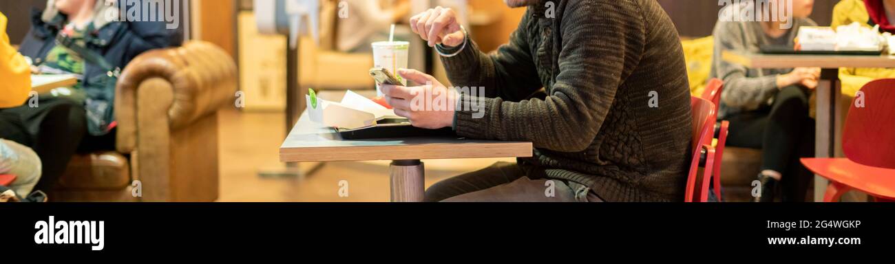 people in public or fast food restaurant Stock Photo - Alamy