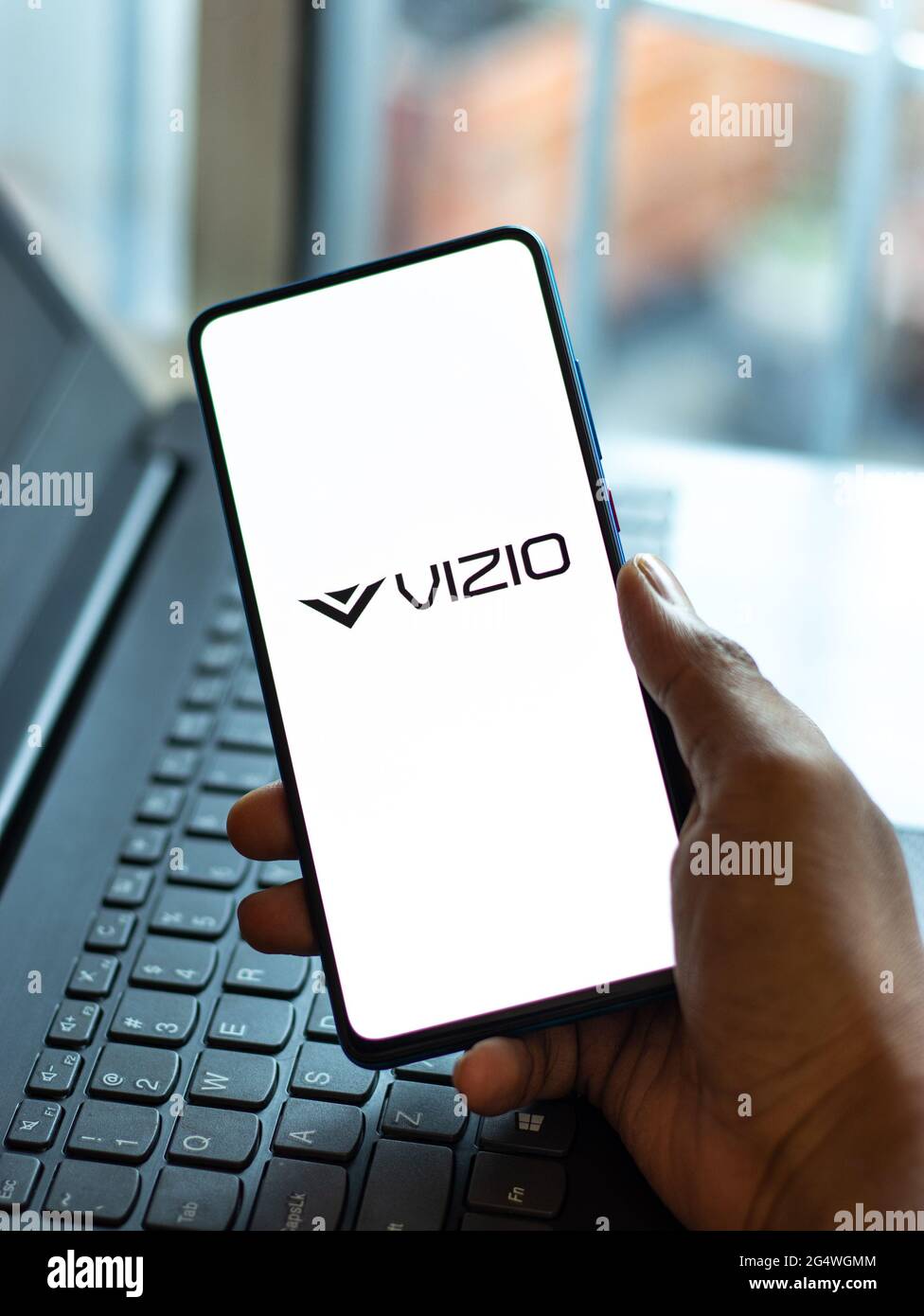 Vizio tv logo on phone screen stock image Stock Photo - Alamy