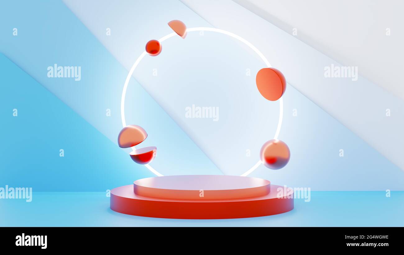 3D illustration of a platform lit by a ring light behind it Stock Photo ...