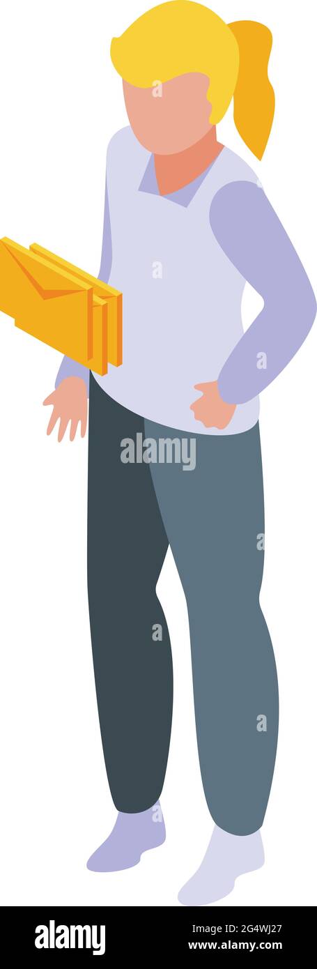 Girl read email icon isometric vector. Computer reading mail. Email ...