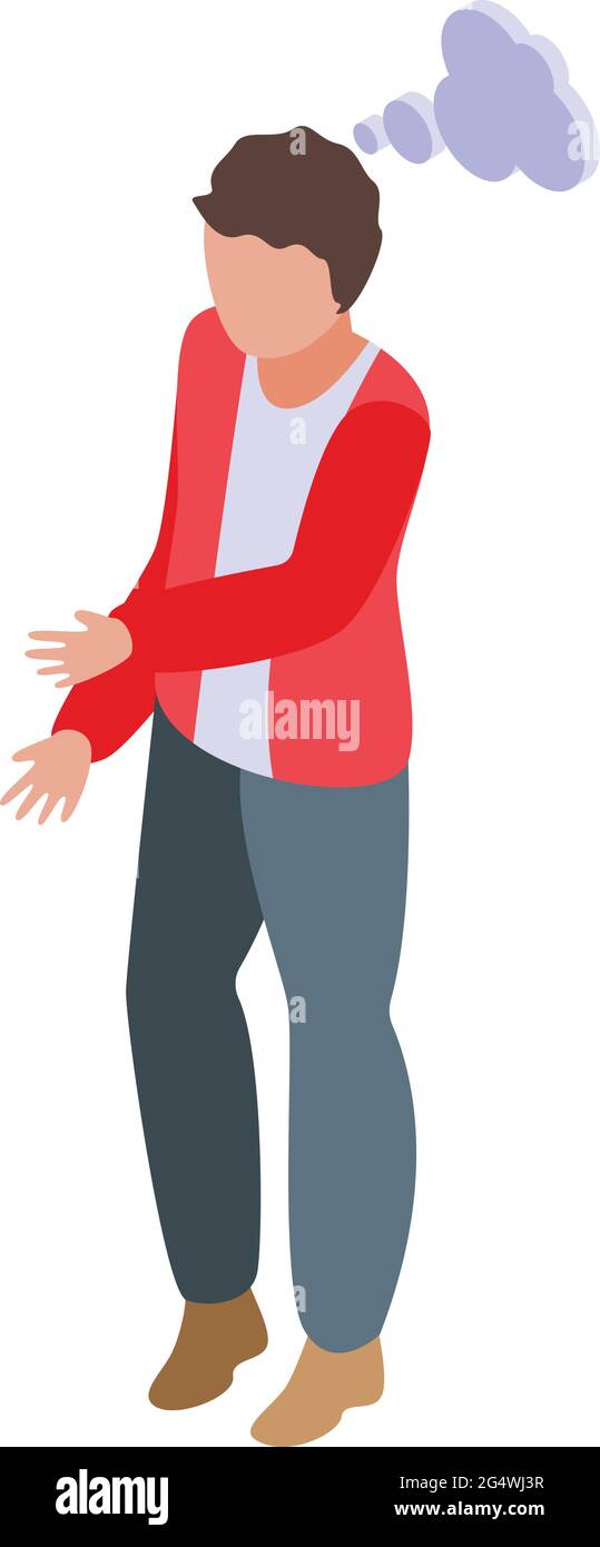 Student thinking icon isometric vector. Boy think idea. Smart guy ...