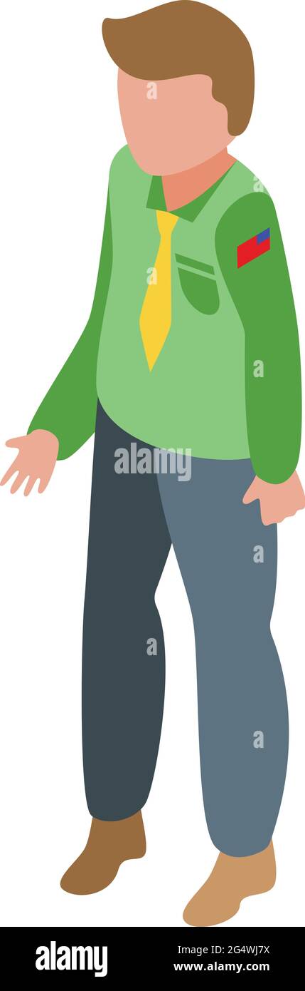 Scouting boy icon isometric vector. Scout kid character. Happy ranger ...