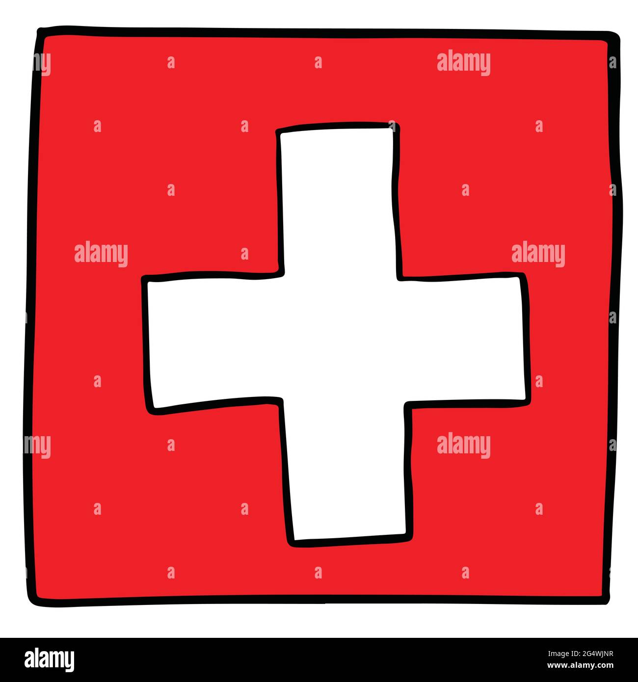Switzerland flag Doodle Hand drawing sketch simple vector illustration ...