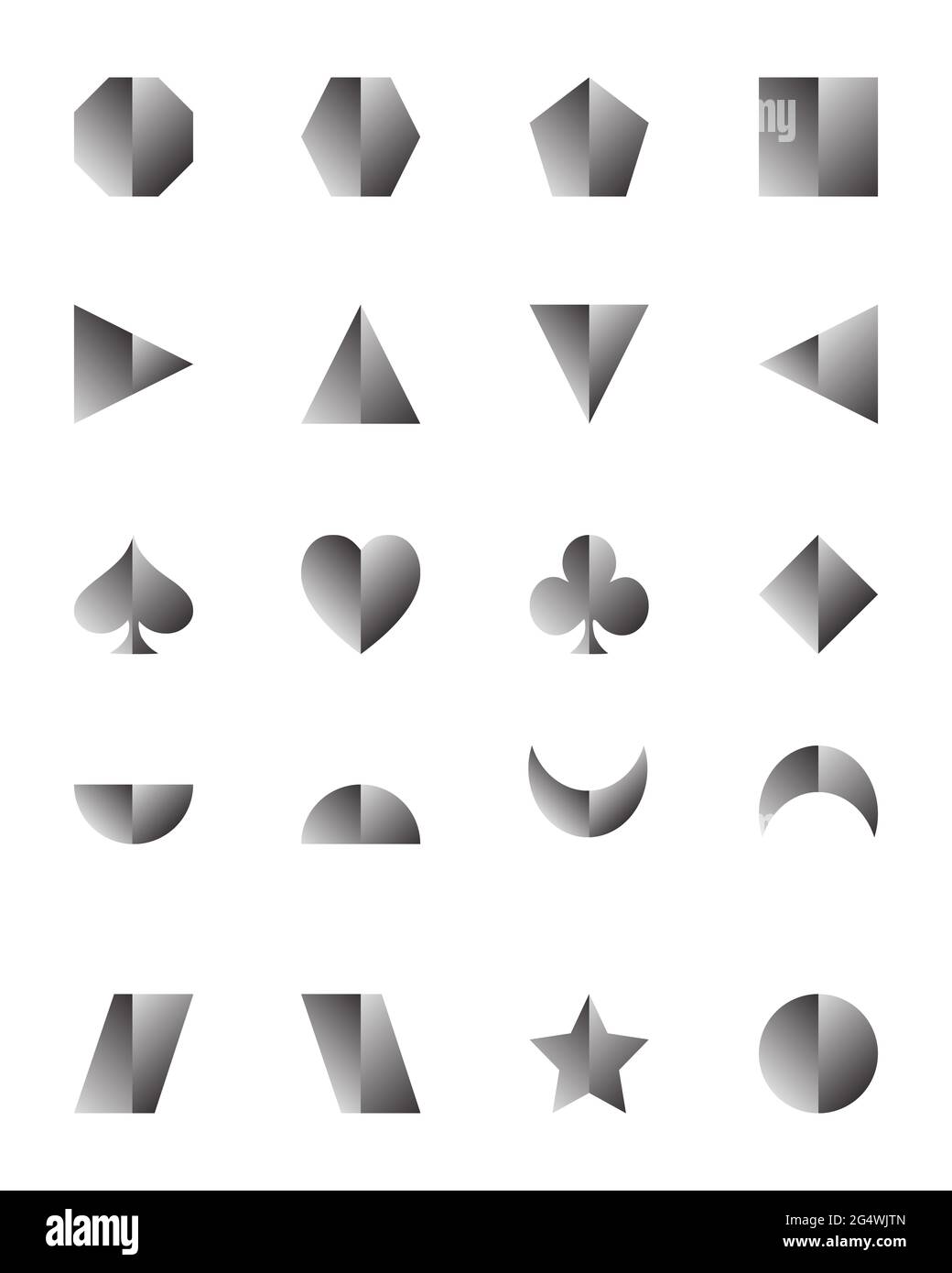 3D set of geometric shapes silver color isolated on white background ...