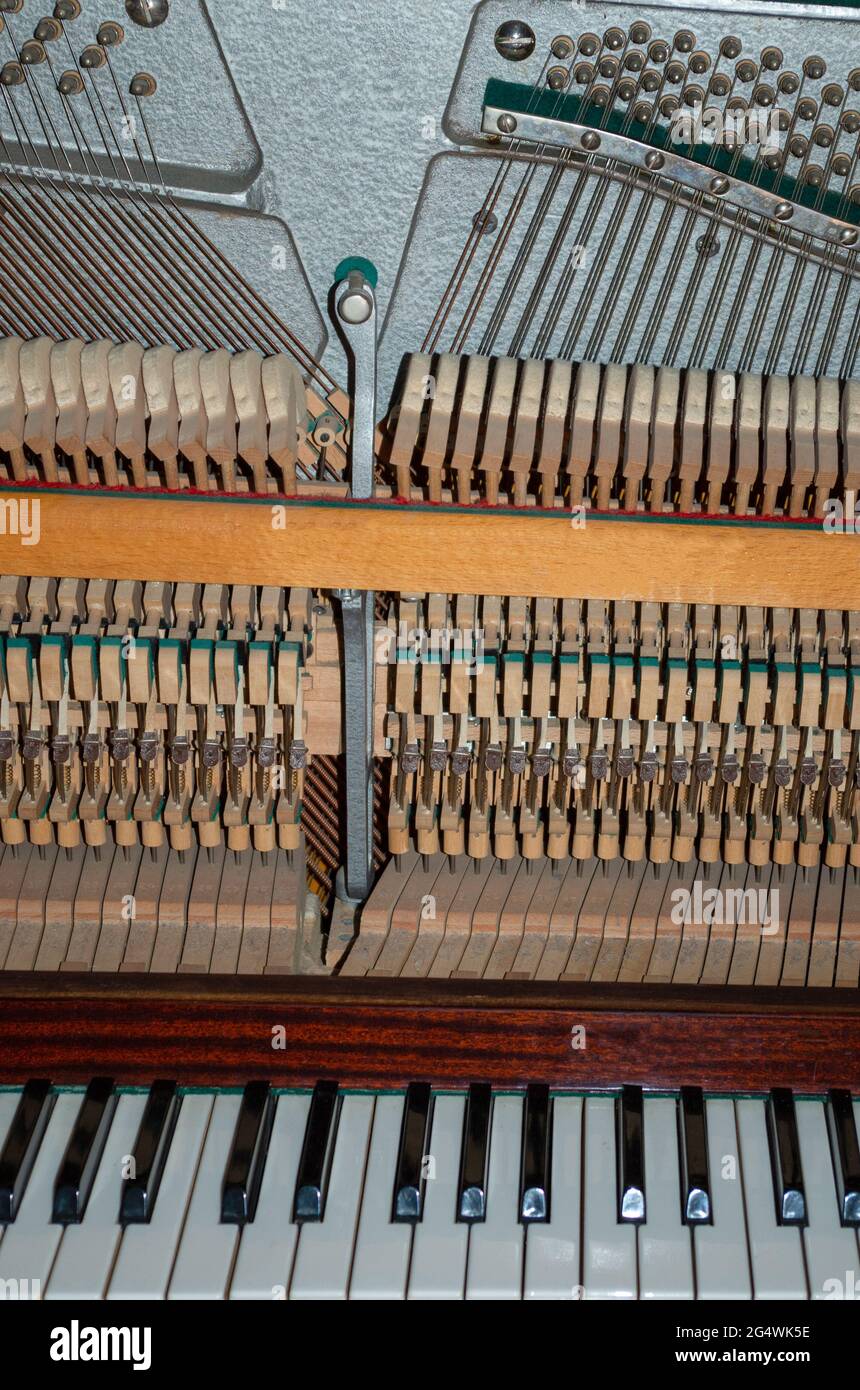 Piano repair in progress - the inside of a piano Stock Photo - Alamy