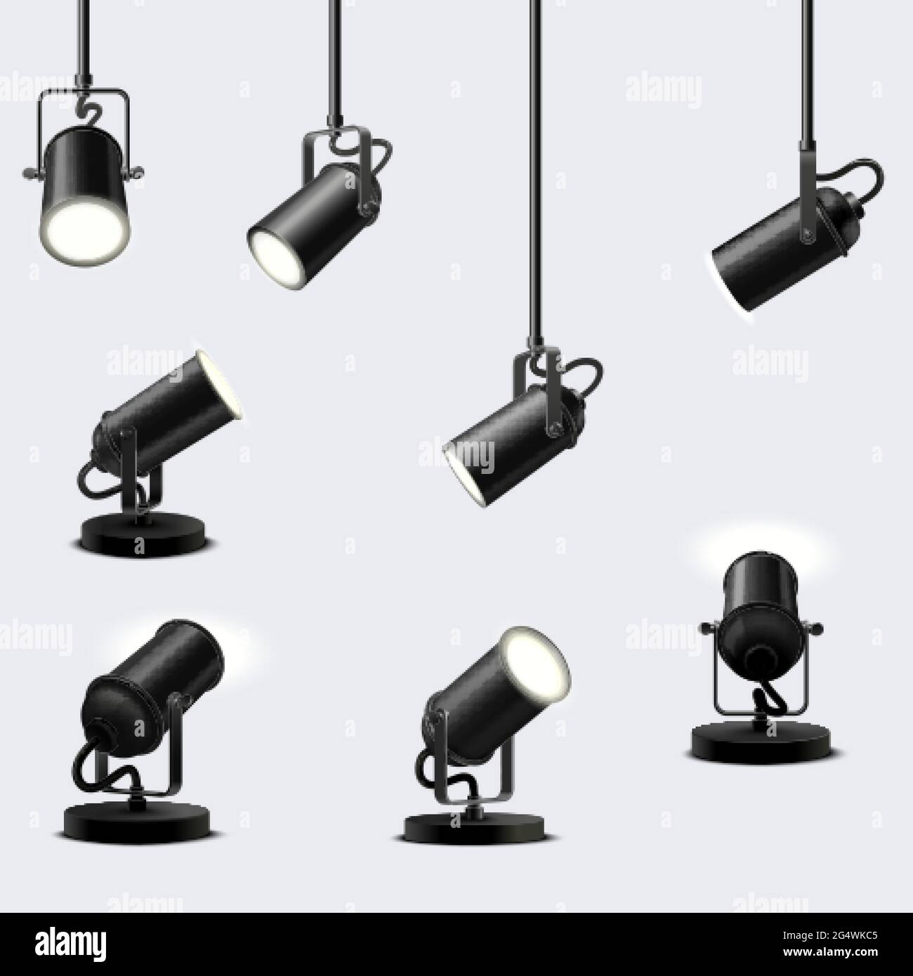 Vector set of ceiling and floor spotlights fixtures Stock Vector Image ...