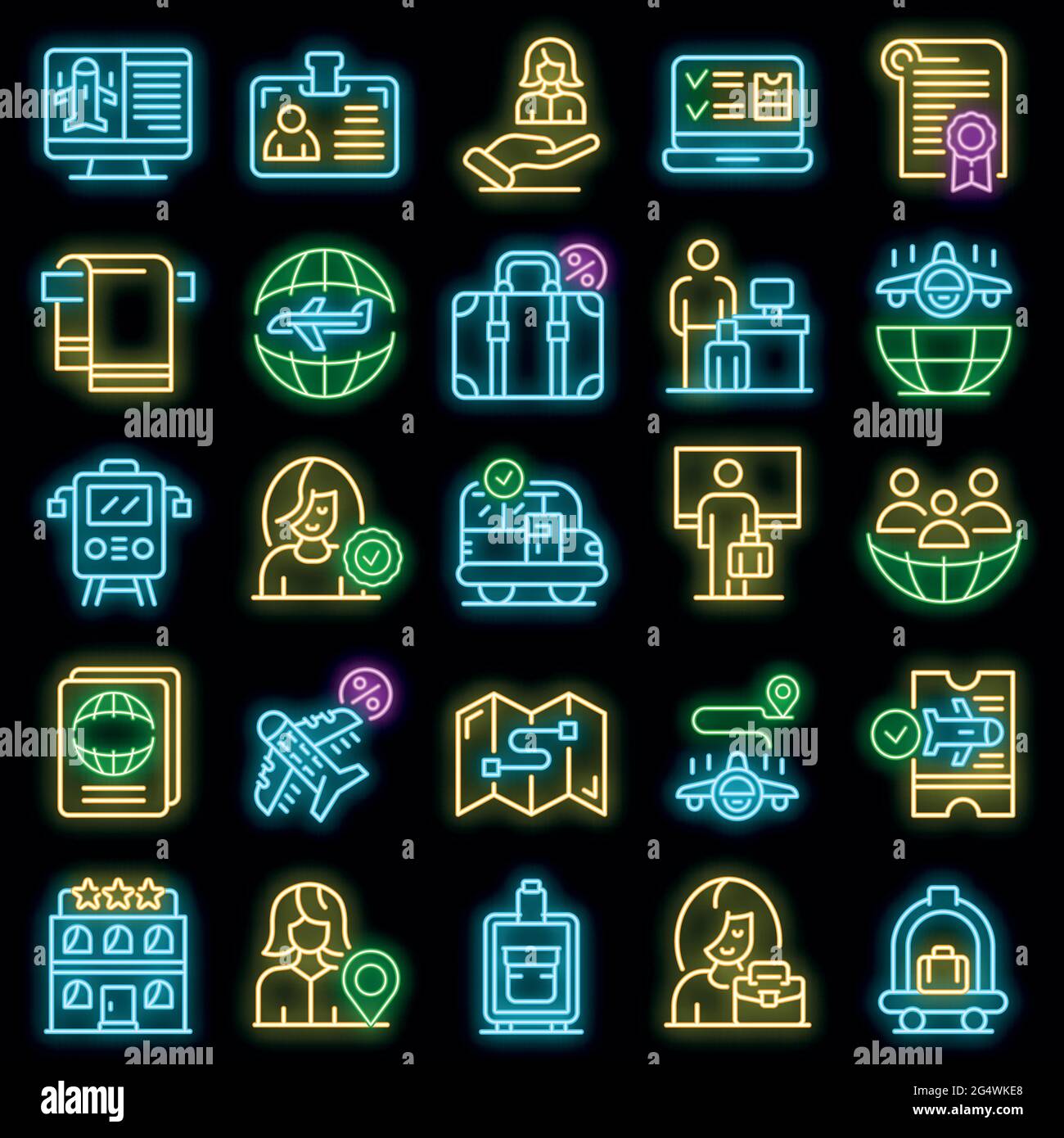 Tourism manager icons set. Outline set of tourism manager vector icons ...