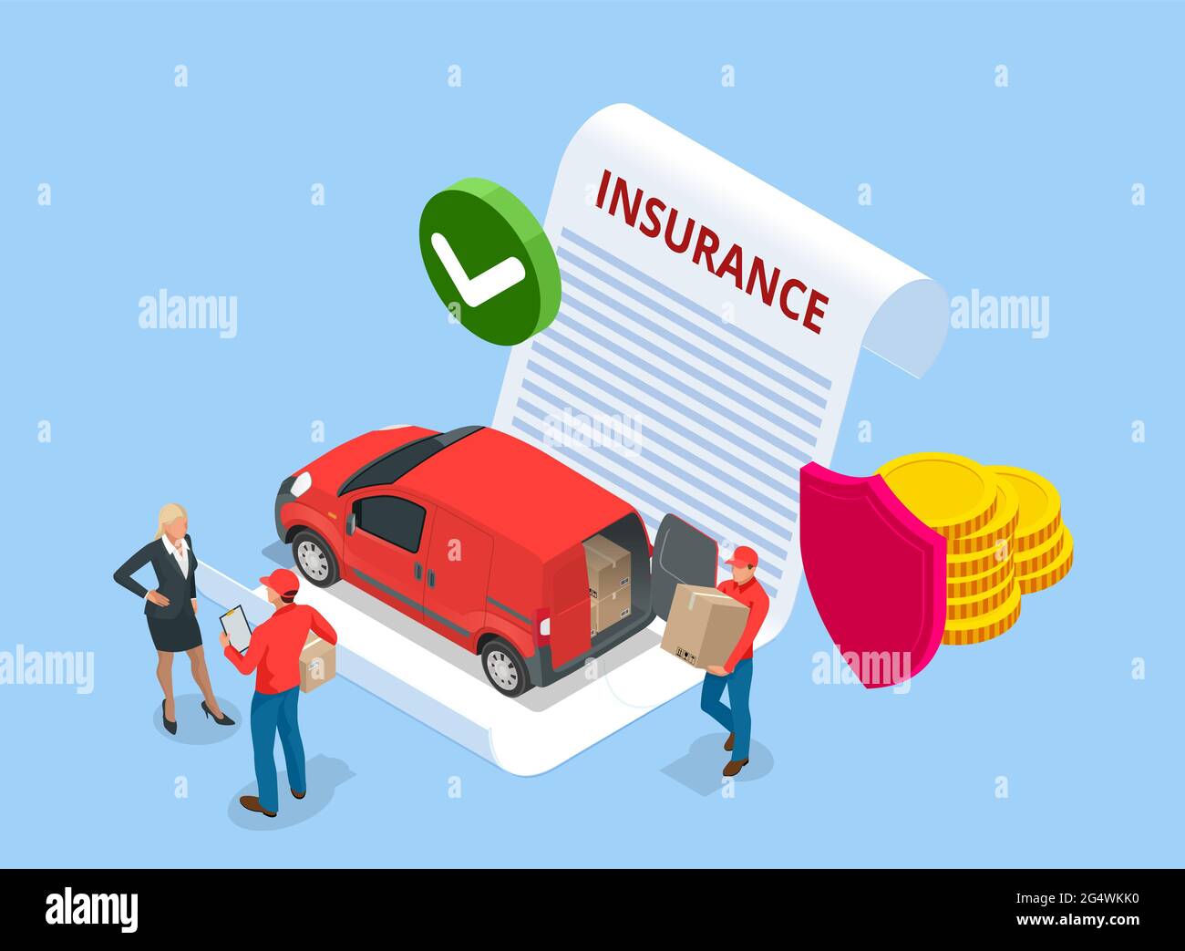 Isometric insurance policy concept. Logistics and Delivery. Delivery ...