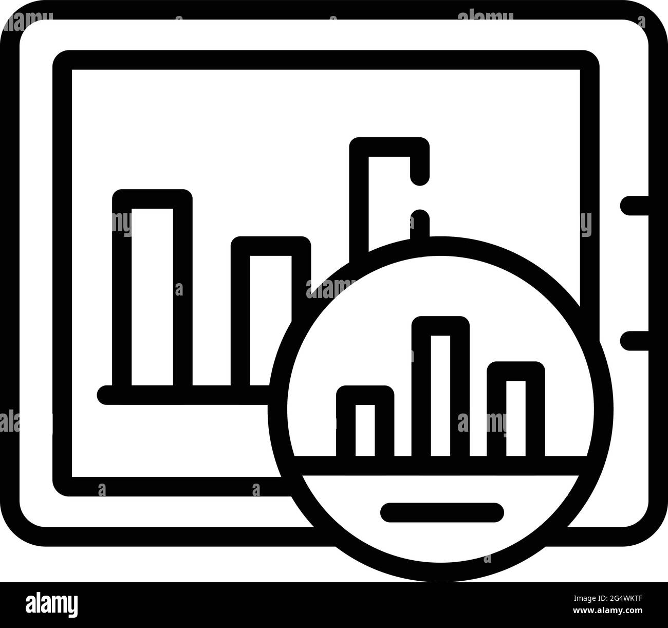 Narrow market tablet graph icon. Outline Narrow market tablet graph ...