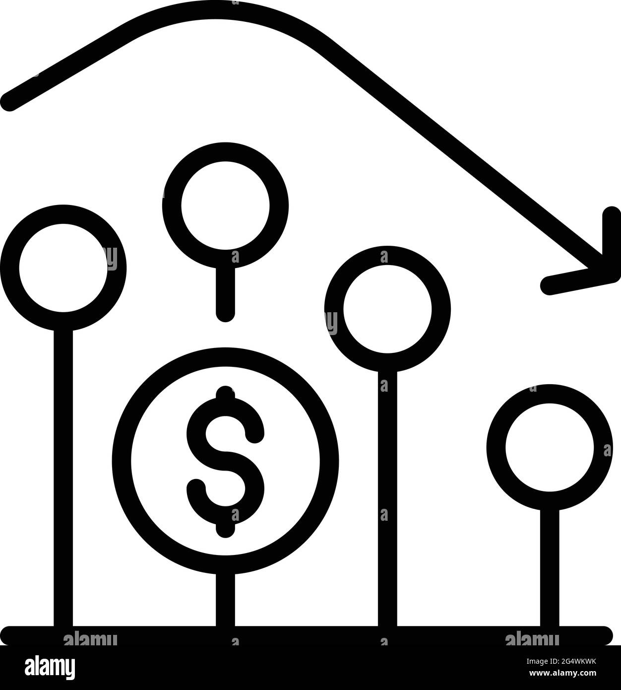 Narrow market graph icon. Outline Narrow market graph vector icon for ...