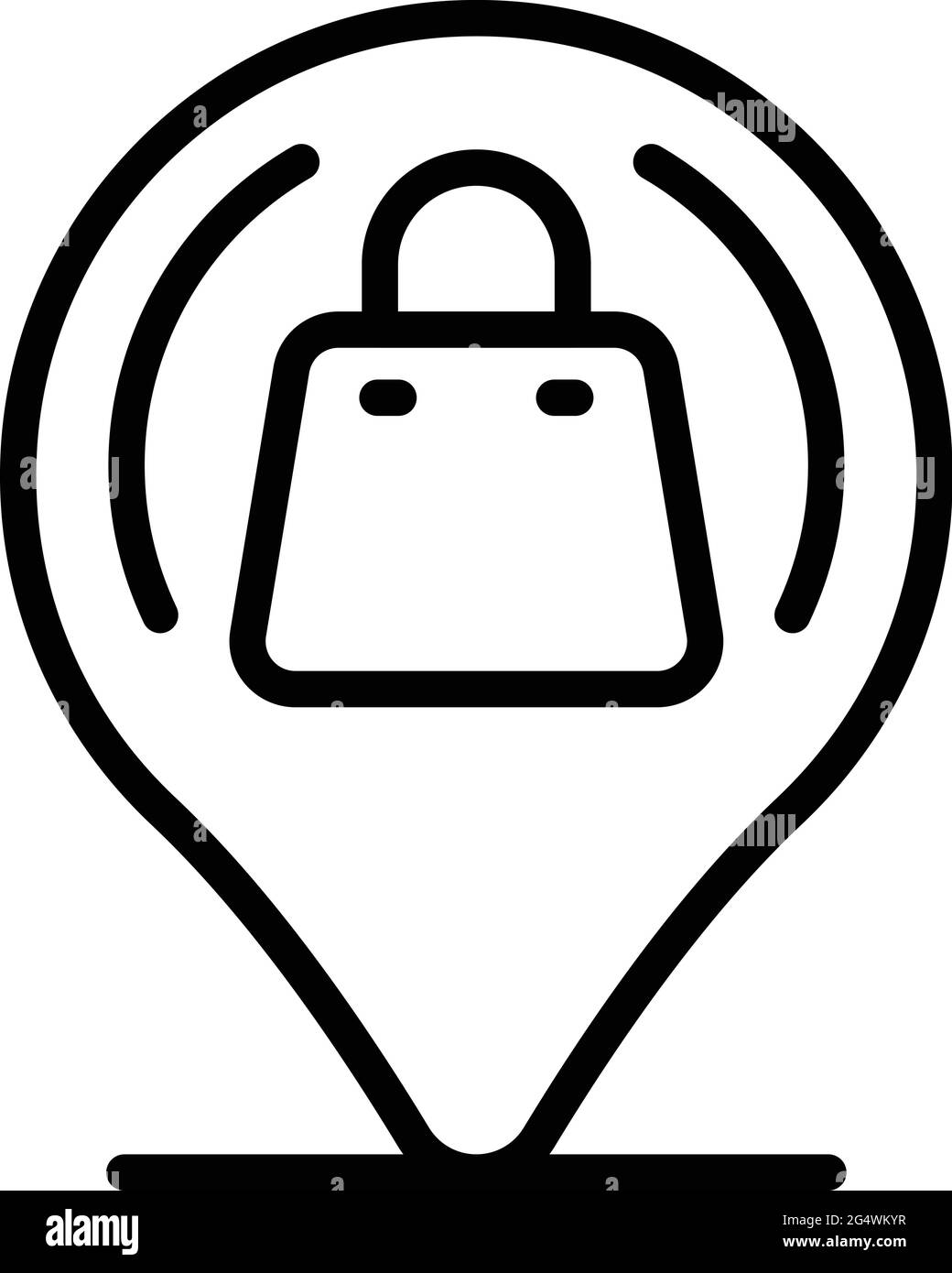 Narrow market location icon. Outline Narrow market location vector icon ...