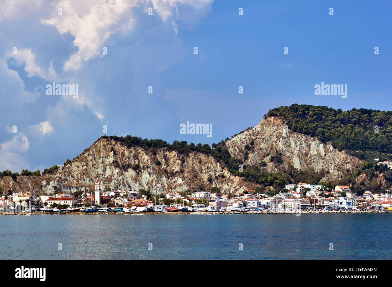 view of the port in the capital of Zakynthos island in Greece Stock ...