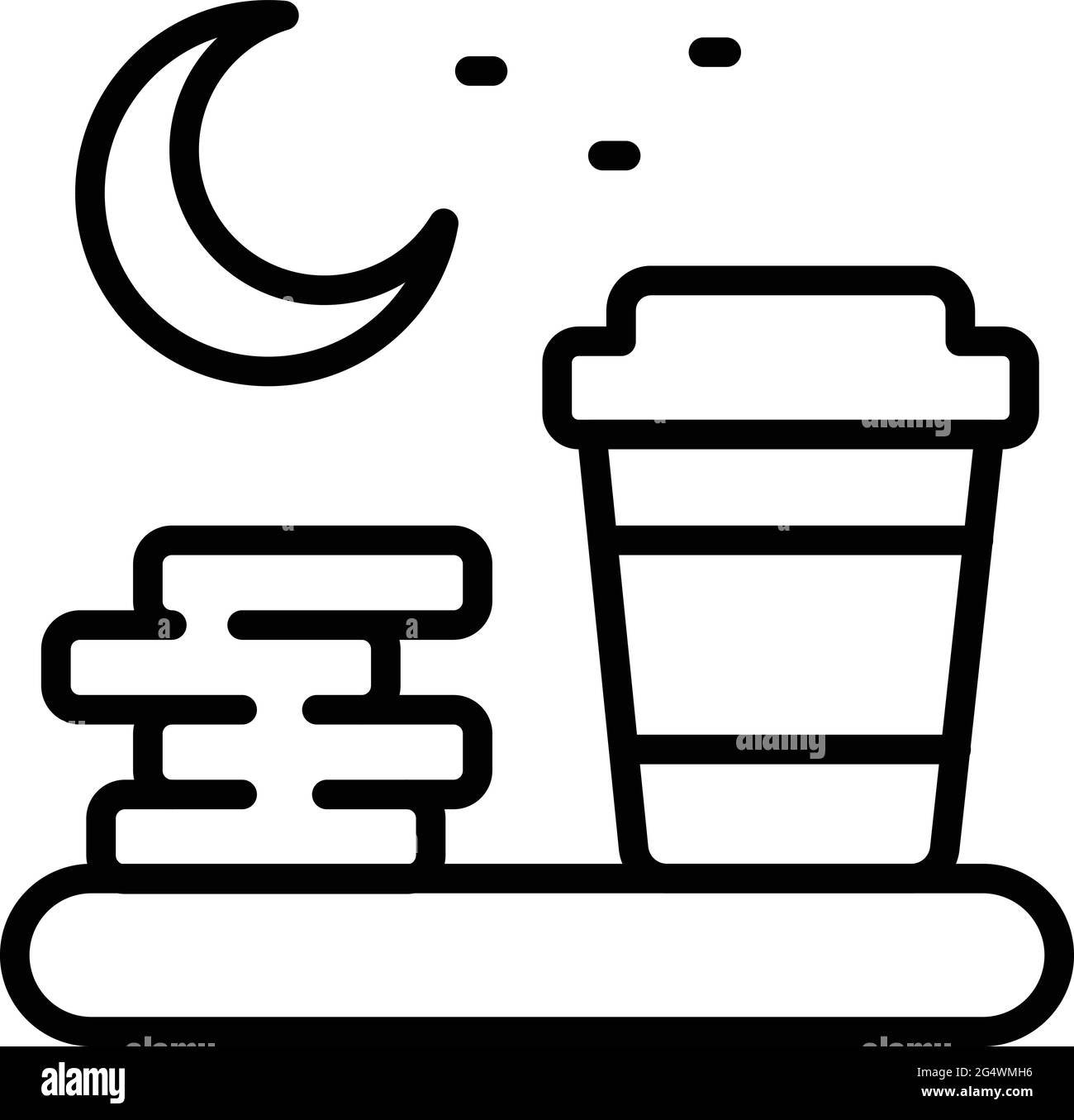 Late work coffee icon. Outline Late work coffee vector icon for web ...