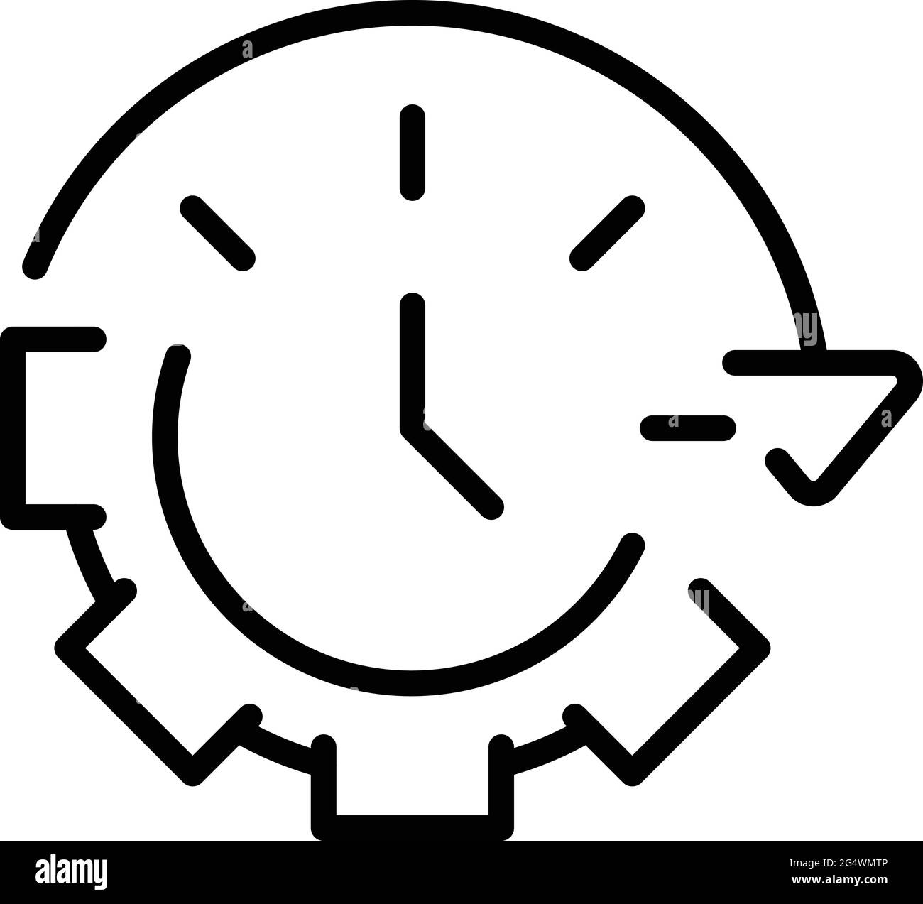 Late work gear time icon. Outline Late work gear time vector icon for ...