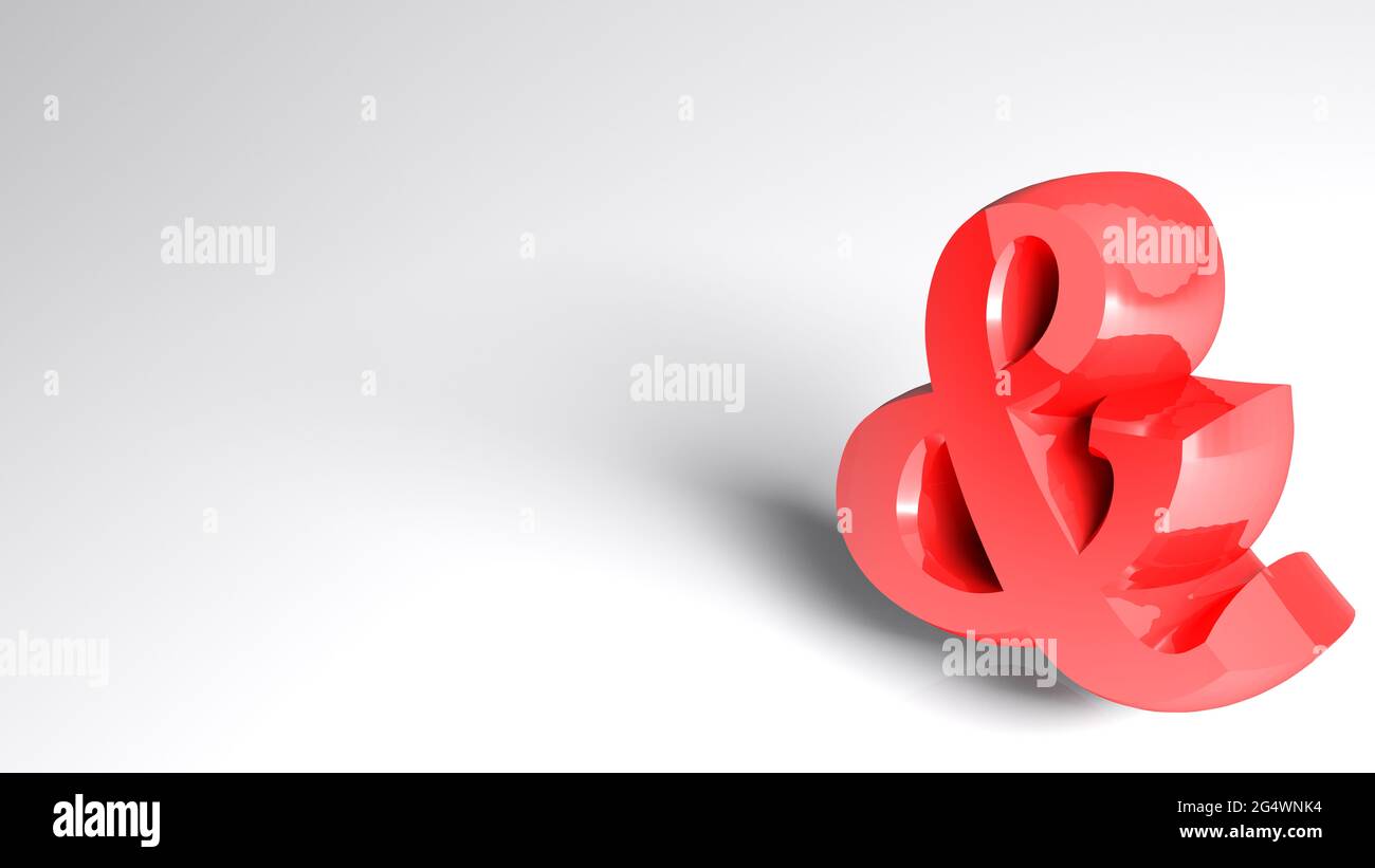 Red commercial sign ampersand, on white background - 3D rendering ...