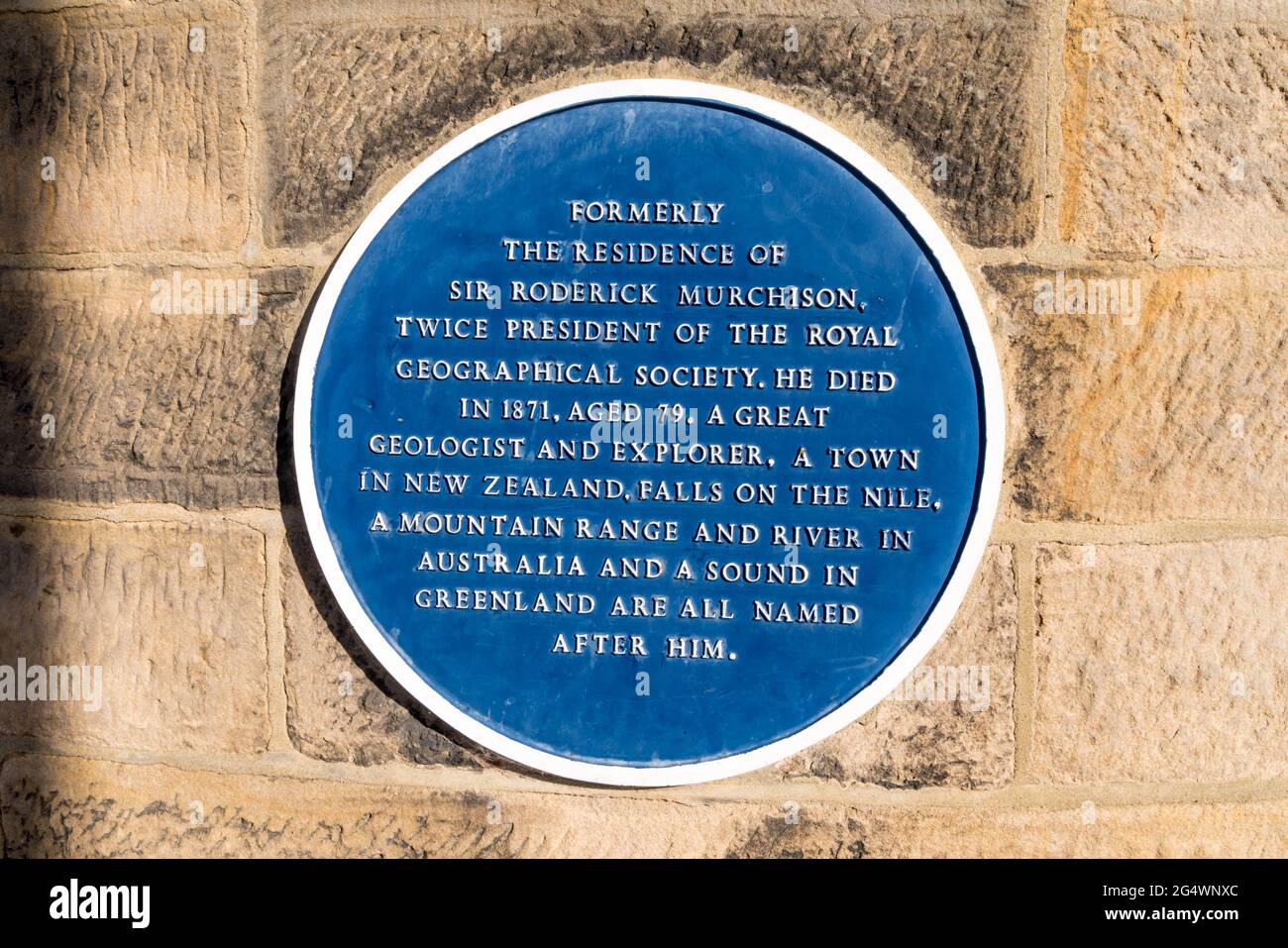 Blue Heritage Plaque for Sir Roderick Murchison, Located at Barnard ...