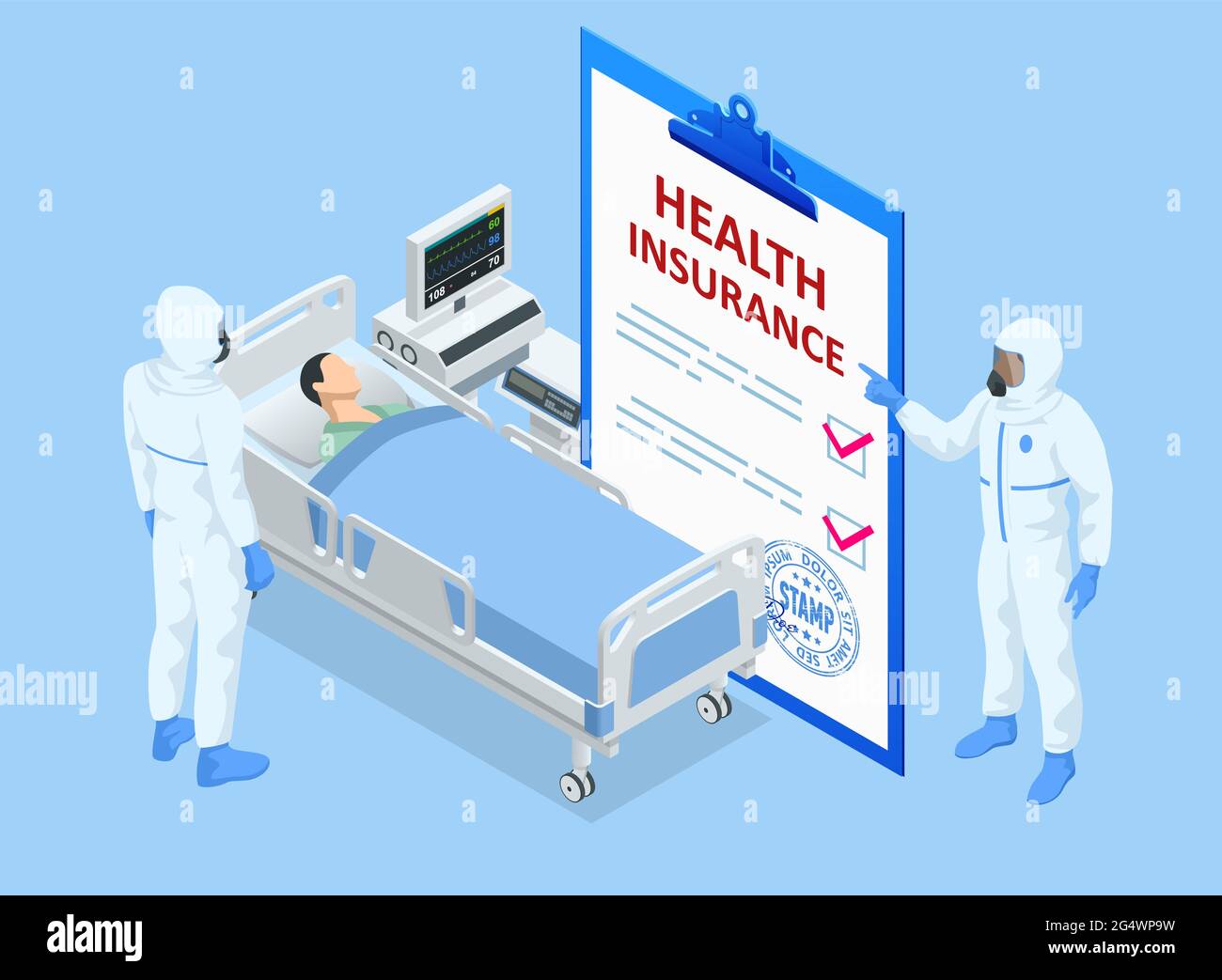 Isometric Health insurance concept. Healthcare, finance and medical ...