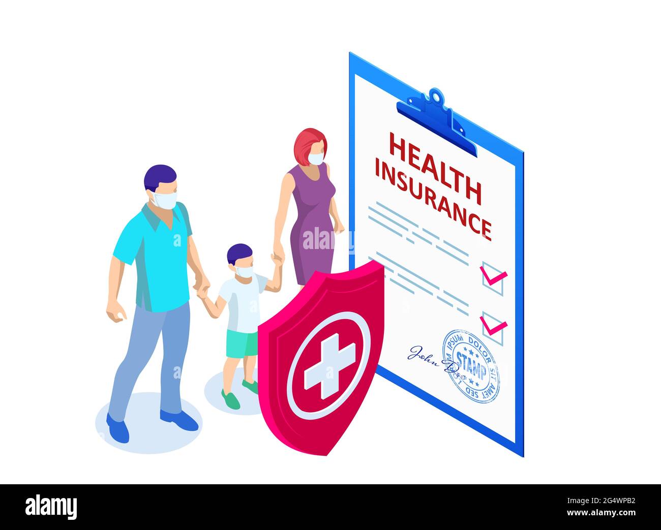 Isometric Health insurance concept. Healthcare, finance and medical ...