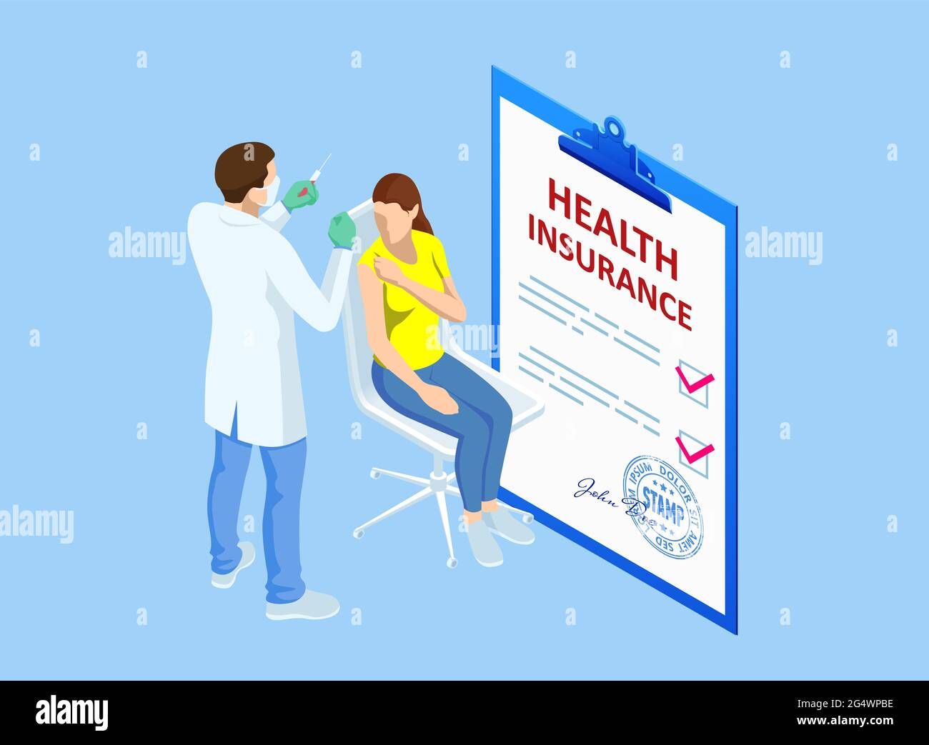 Isometric Health insurance concept. Healthcare, finance and medical ...
