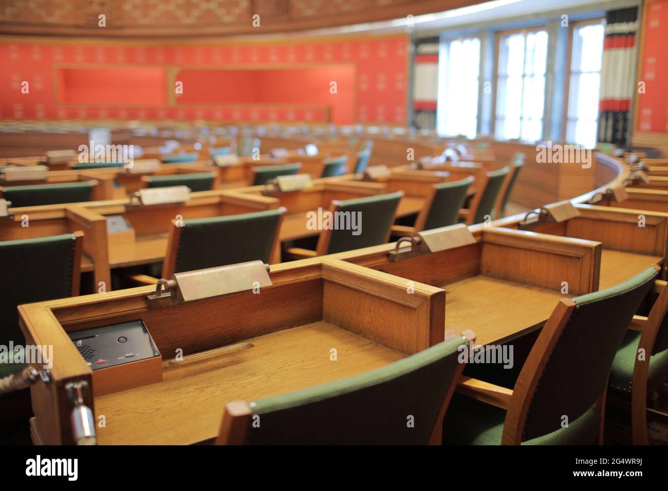 Interior of the City Council Hall, Bystyresalen, the room where the ...