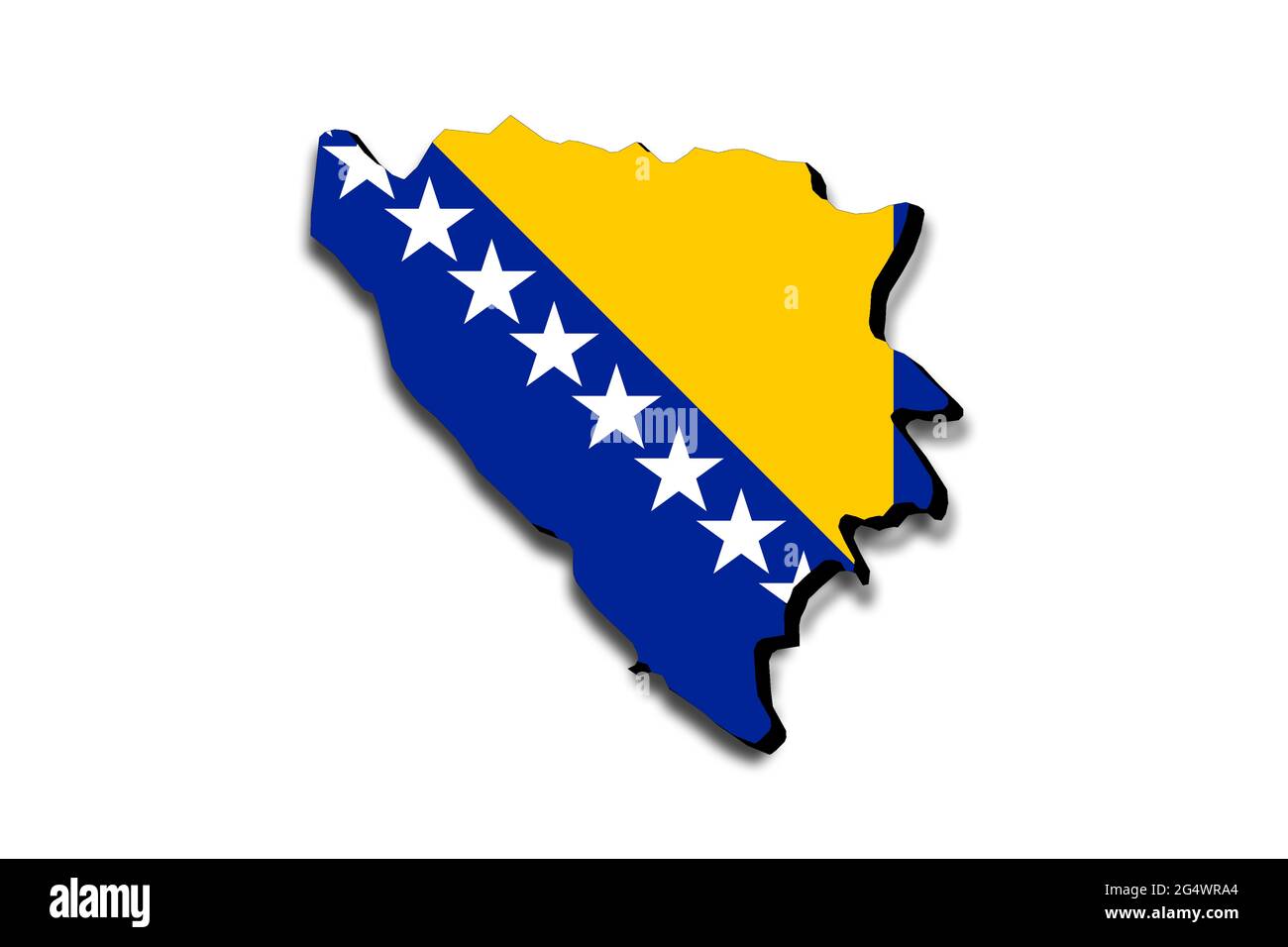 Outline map of Bosnia and Hercegovina with the national flag ...
