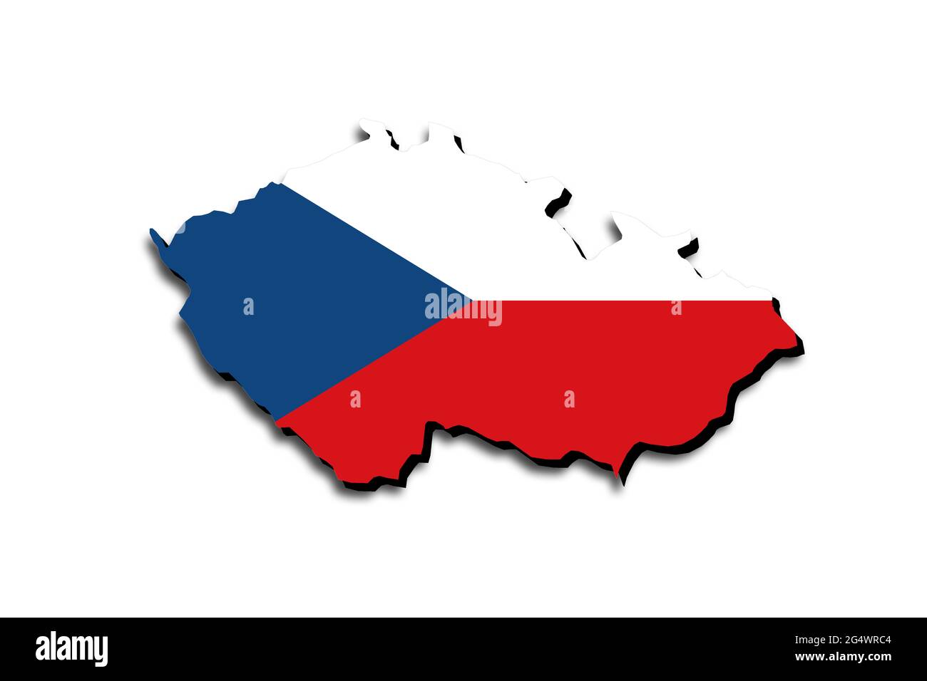 Outline map of Czech Republic with the national flag superimposed over ...