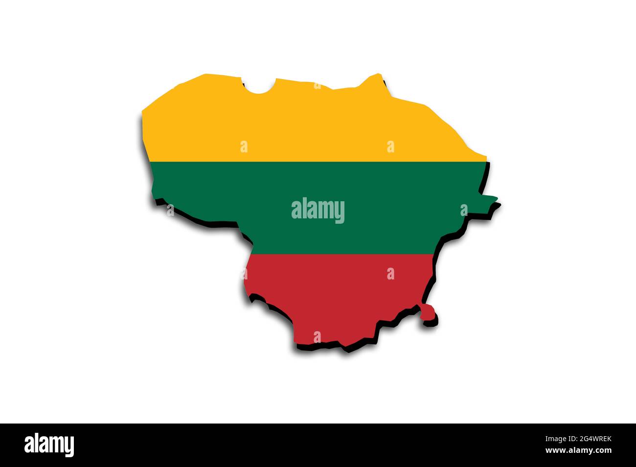 Outline map of Lithuania with the national flag superimposed over the ...