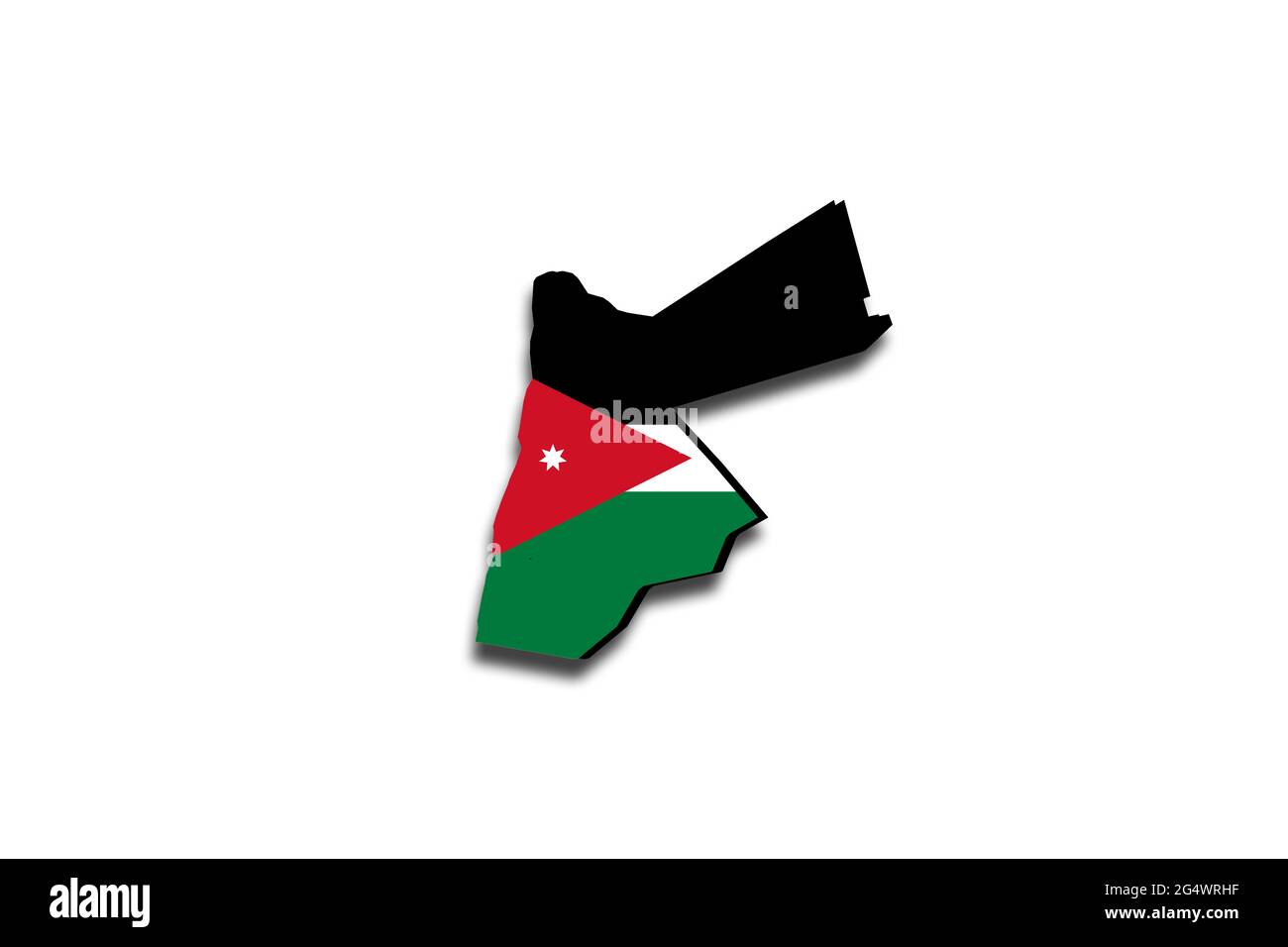 Outline map of Jordan with the national flag superimposed over the ...
