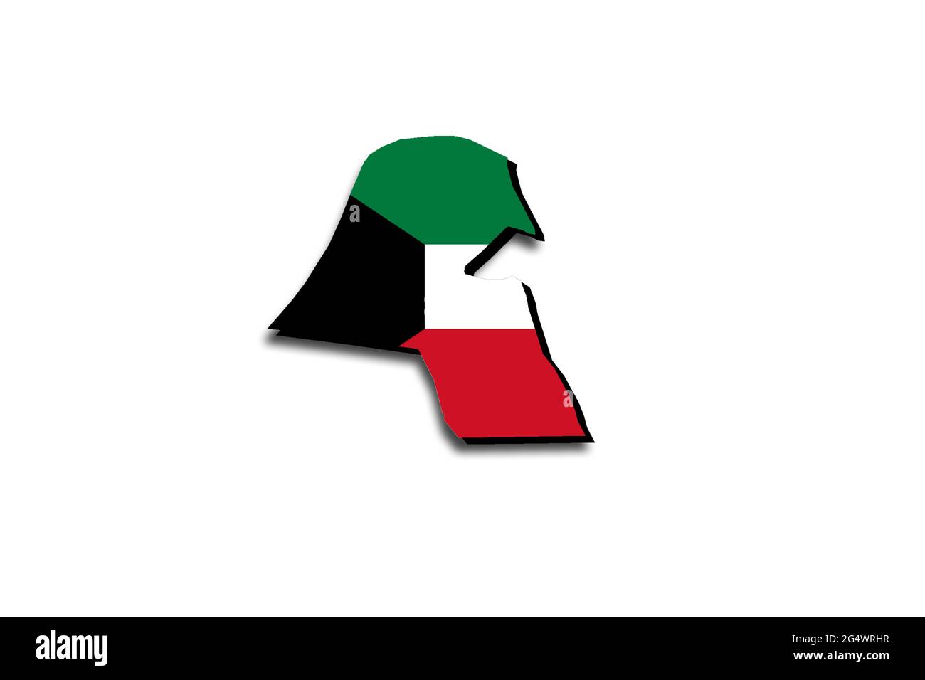 Outline map of Kuwait with the national flag superimposed over the ...