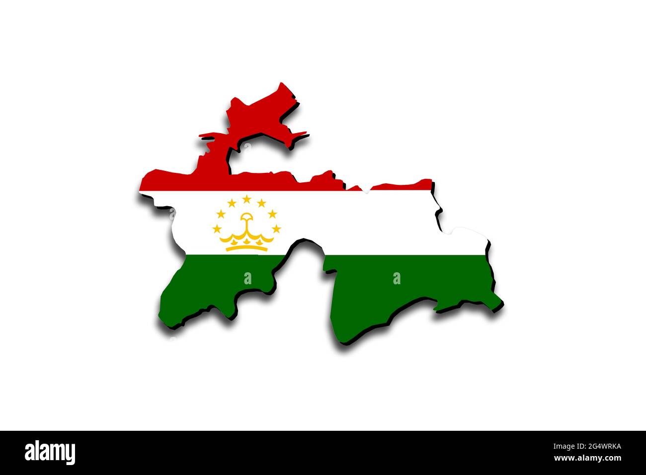 Tajikistan flag on 3d map hi-res stock photography and images - Alamy