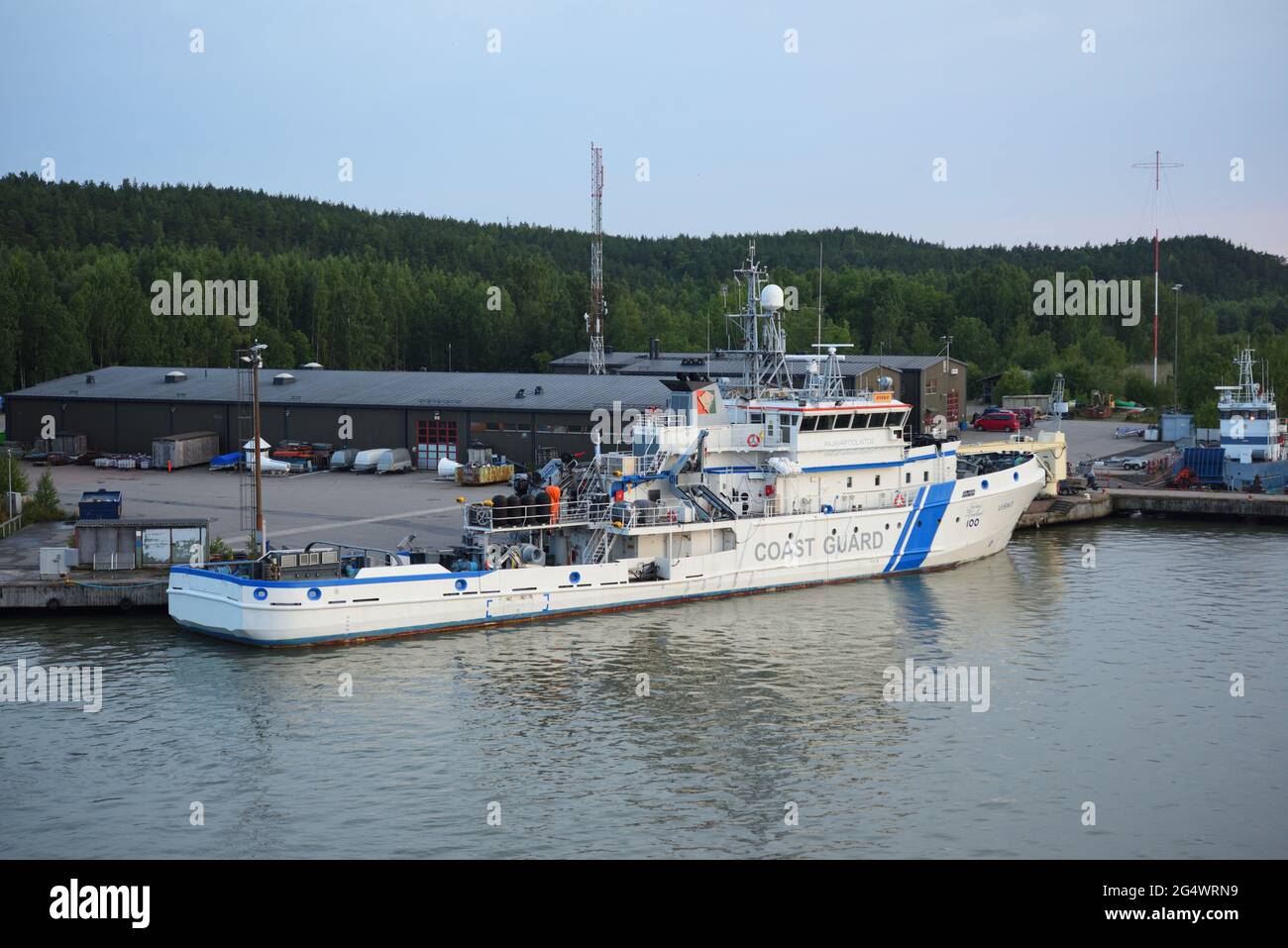 Ship of coast guard moored in the port of Turku, Finland Stock Photo ...