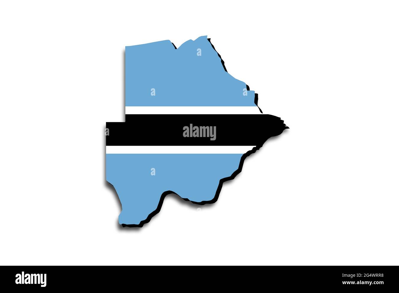 Outline map of Botswana with the national flag superimposed over the ...