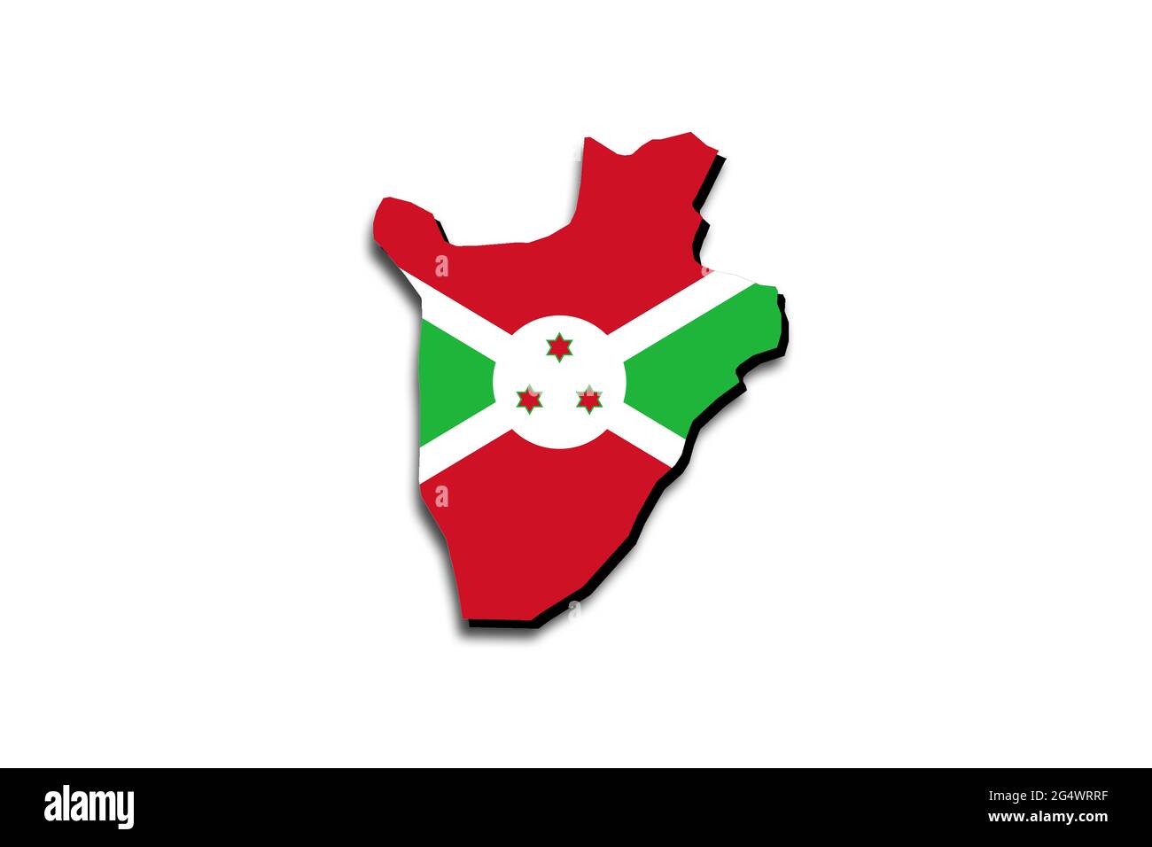 Outline map of Burundi with the national flag superimposed over the ...