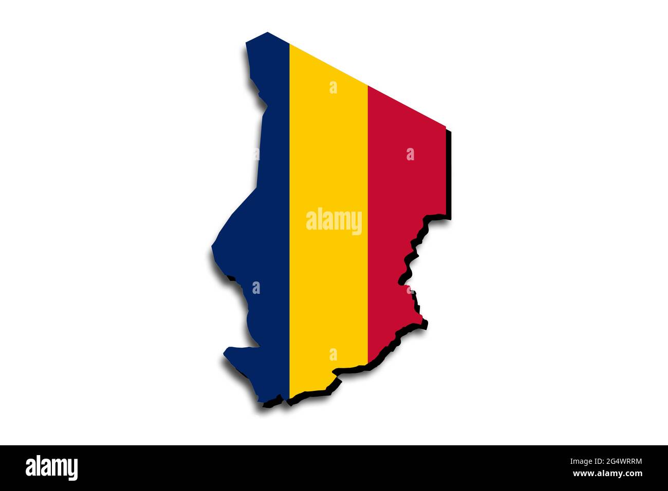 Outline map of Chad with the national flag superimposed over the ...