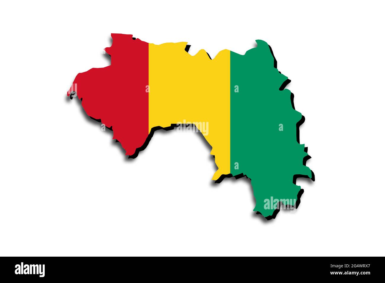 Outline map of Guinea with the national flag superimposed over the ...
