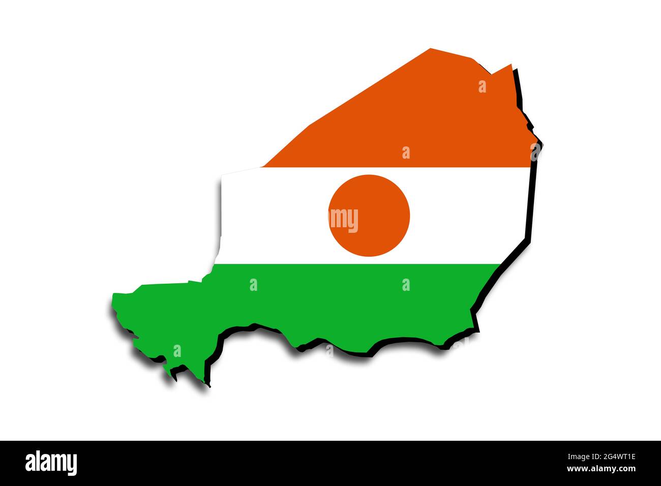 Outline map of Niger with the national flag superimposed over the ...