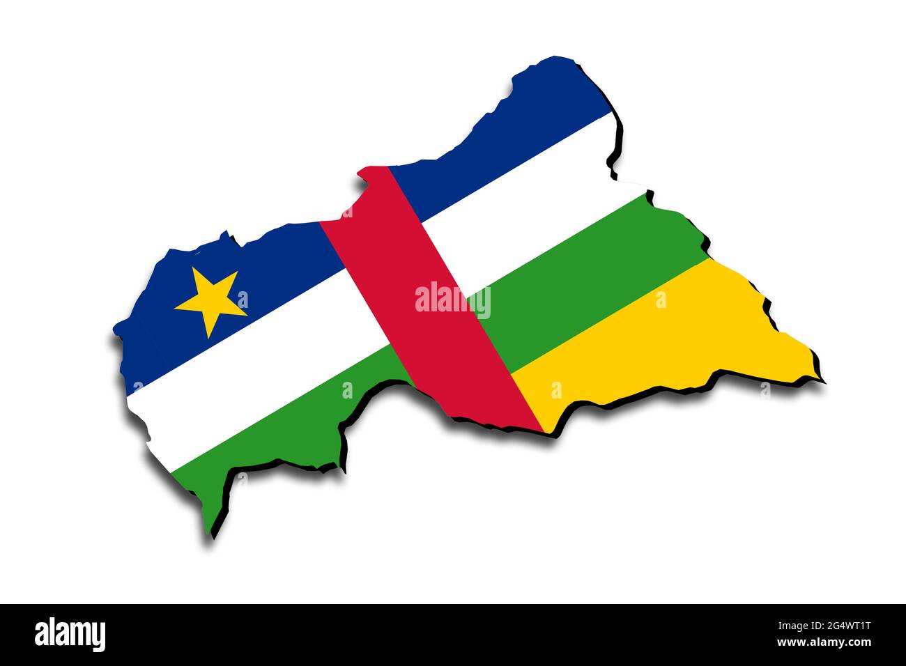 Outline map of Central African Republic with the national flag ...