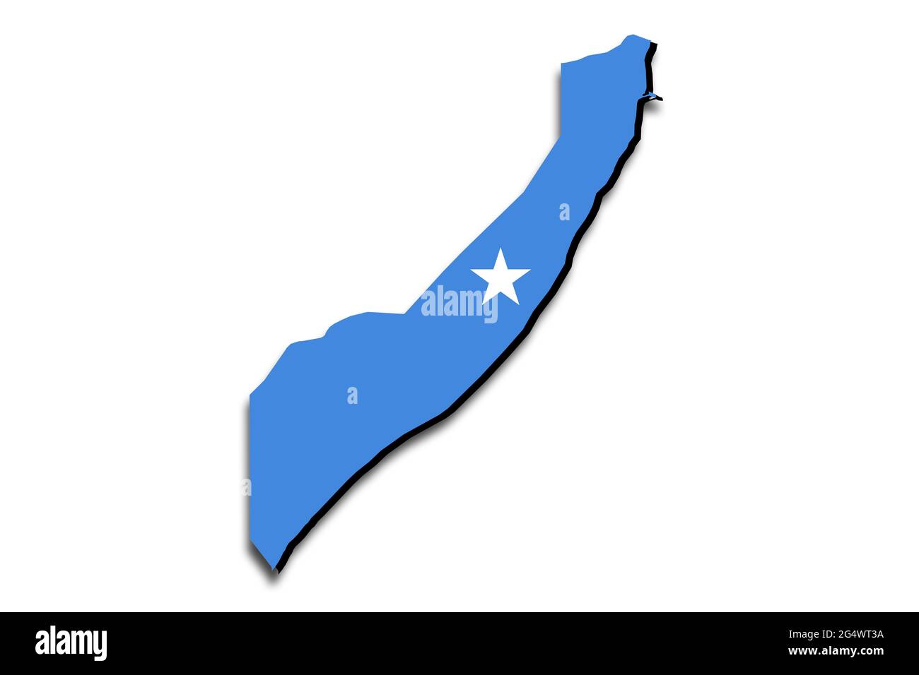 Outline map of Somalia without Somaliland with the national flag ...
