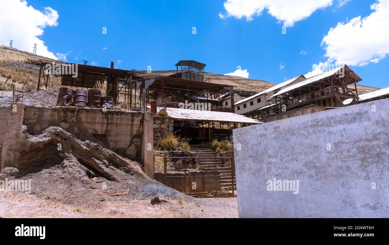 Old colonial mine called Mina Santa Barbara, Huancavelica in the Andes ...