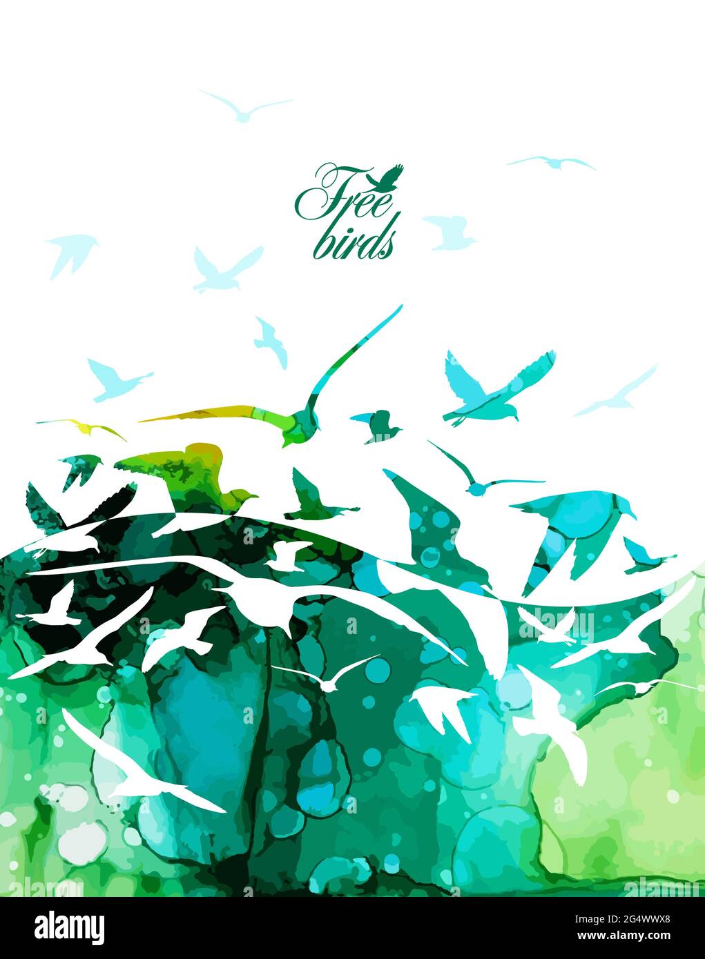 Abstract background with flying seagulls. Vector illustration Stock ...