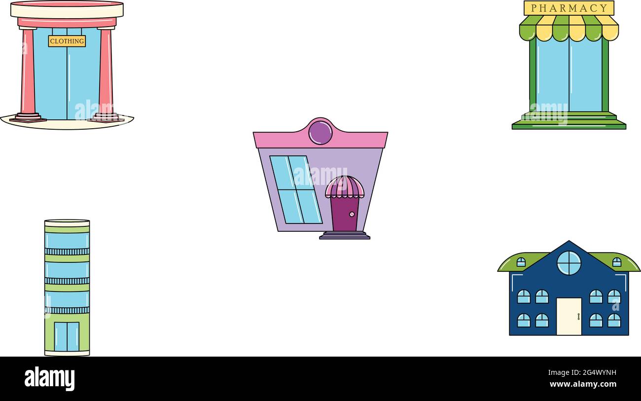 Set of shop buildings icons Stock Vector Image & Art - Alamy