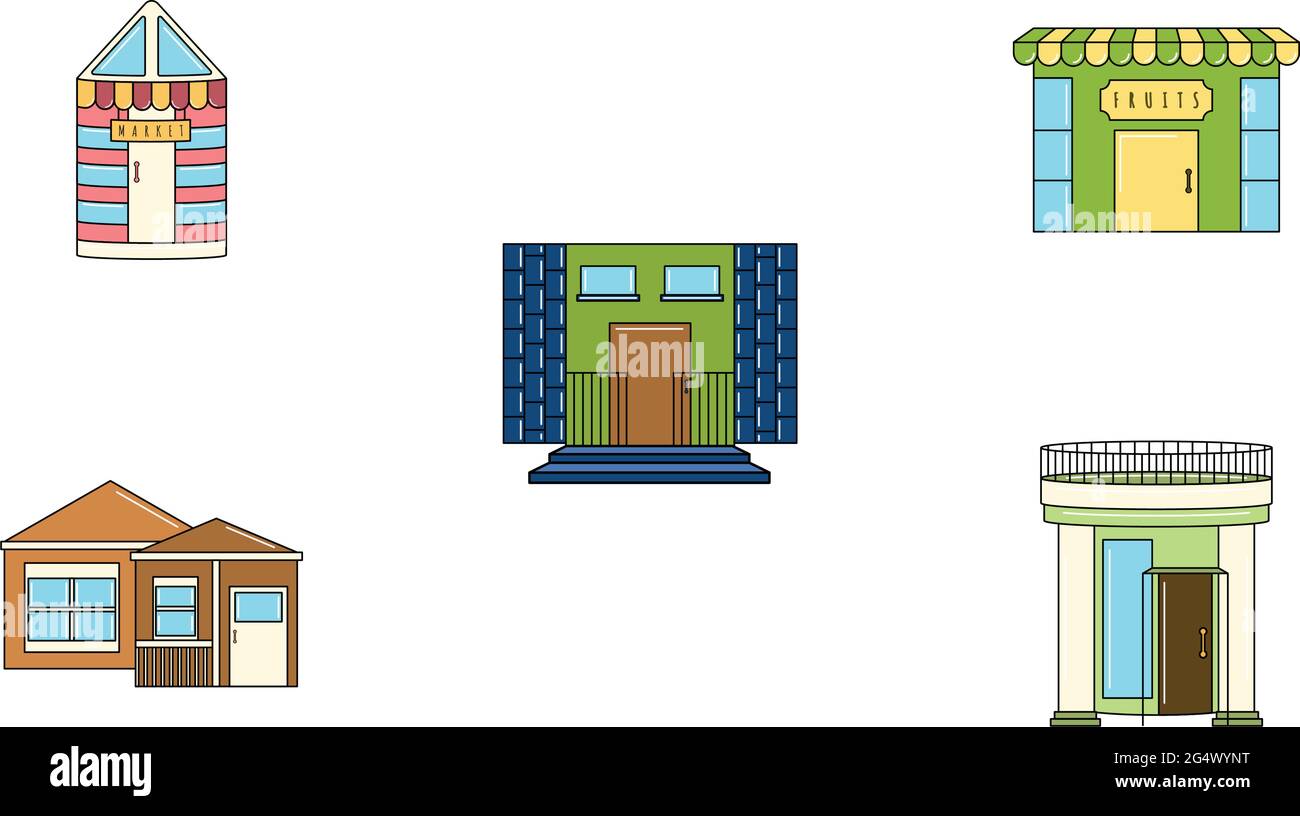 Set of shop buildings icons Stock Vector Image & Art - Alamy