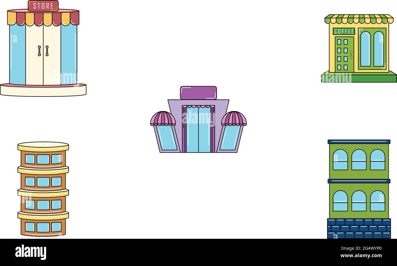 Set of shop buildings icons Stock Vector Image & Art - Alamy