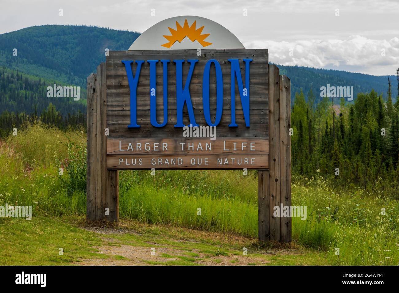 Alaska highway sign border yukon alaska hi-res stock photography and ...